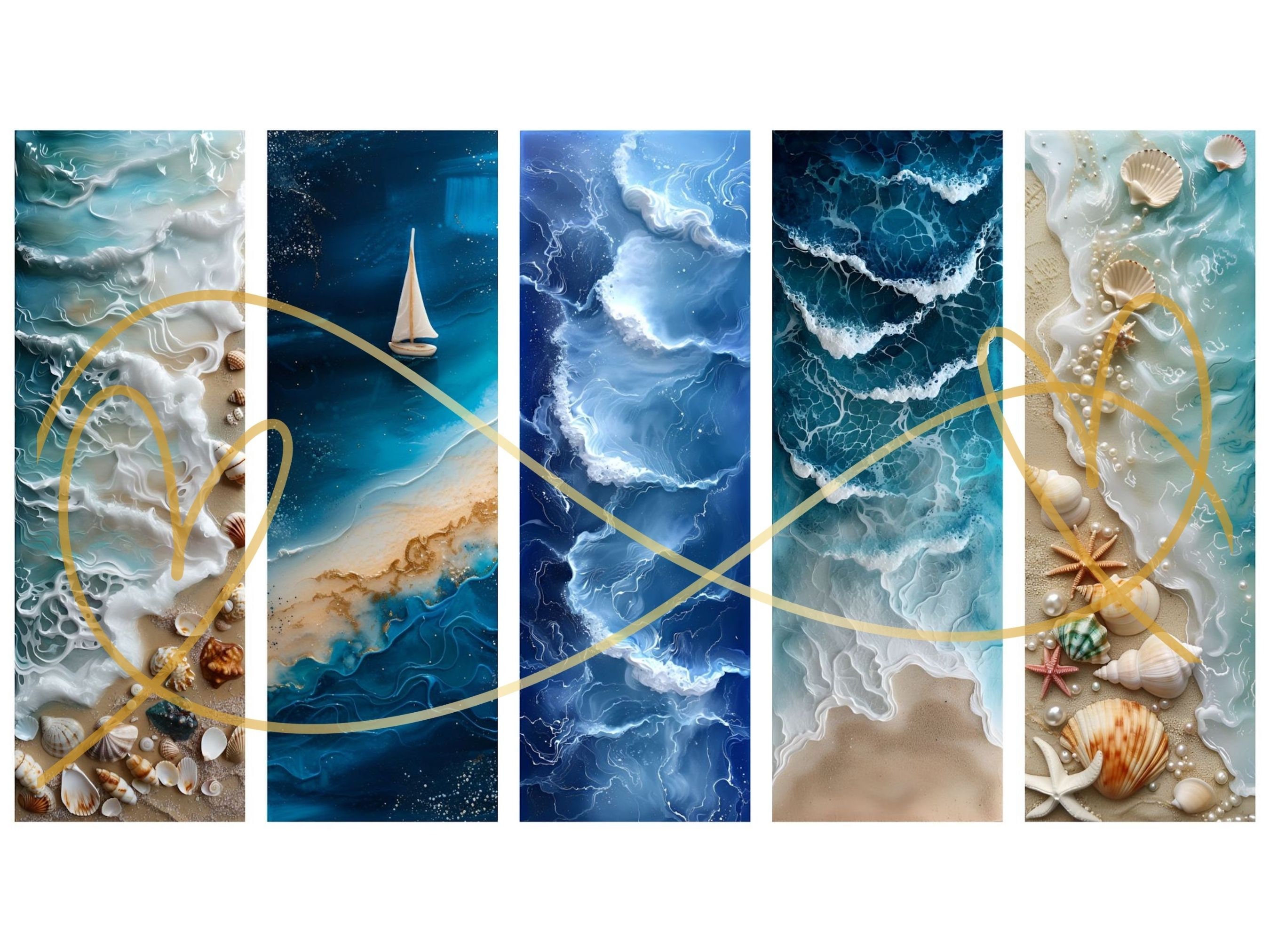 Nautical Bookmarks: Sailboat Ocean Art, Beach Theme (digital Download ...