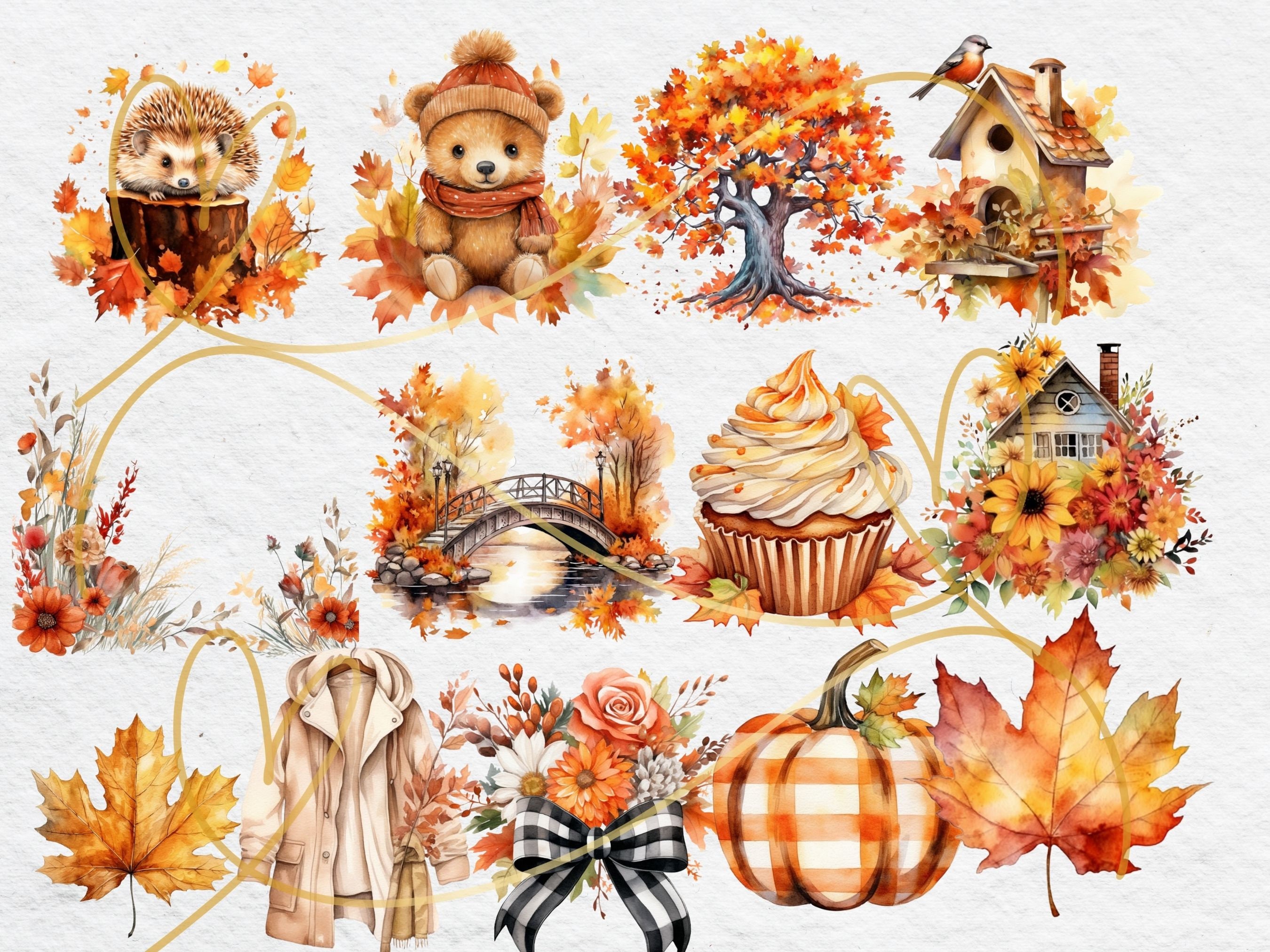 Autumn Variety Clipart Bundle 65 PNG Set Rustic Fall Cozy - Etsy