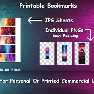 Flower Field Landscapes Printable Bookmarks Bundle, 20 Designs, JPG ...