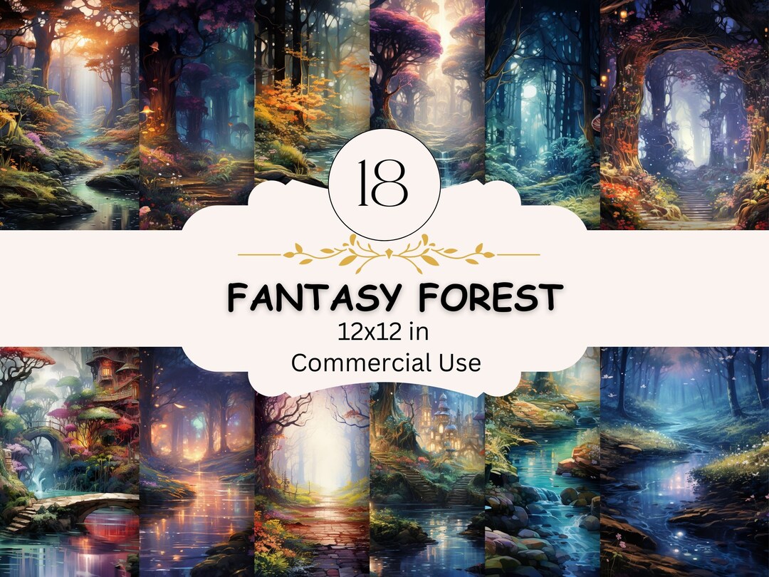 Enchanted Forest Digital Paper: Fantasy Woodland Scrapbooking (digital ...