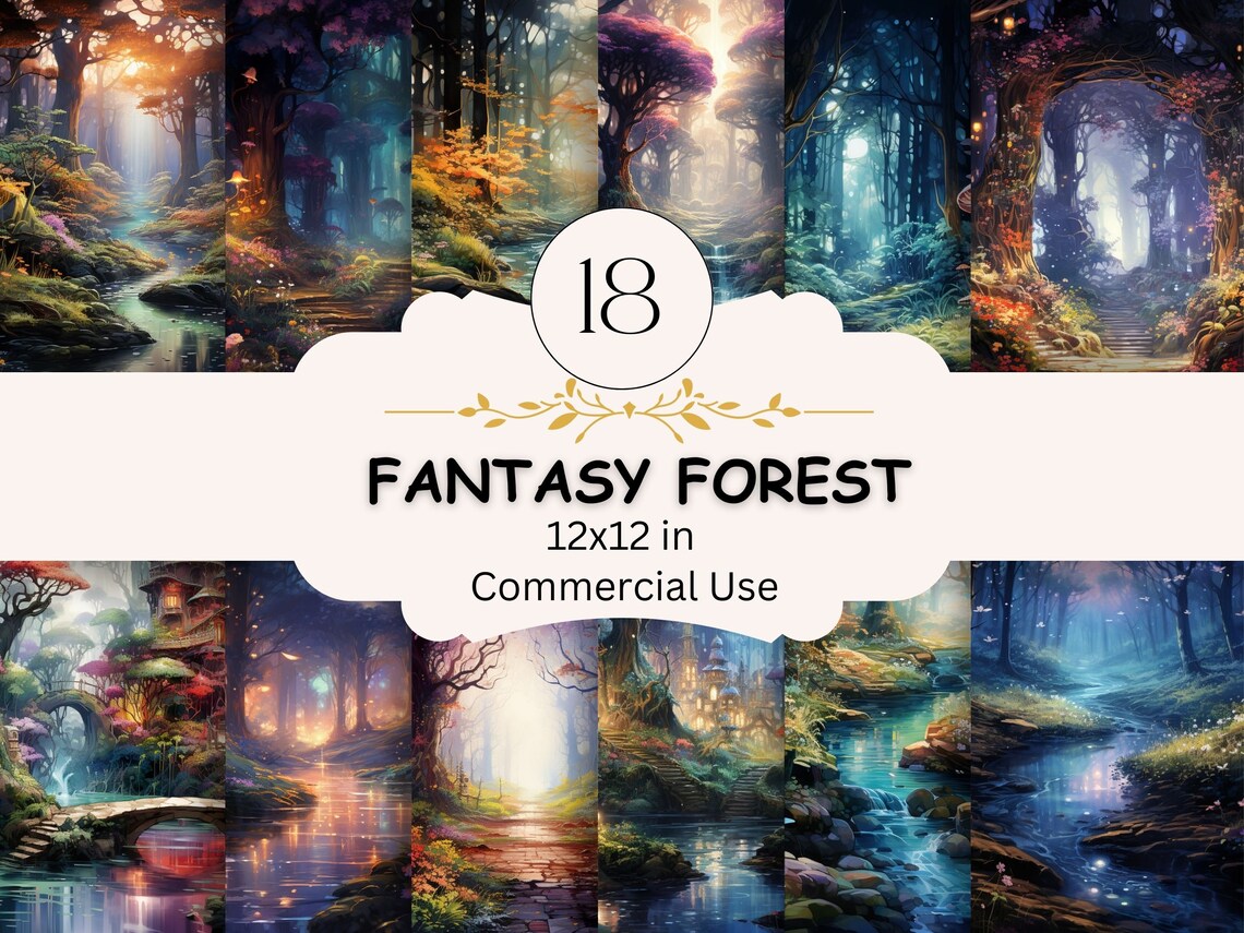Enchanted Forest Digital Paper: Fantasy Woodland Scrapbooking (digital ...