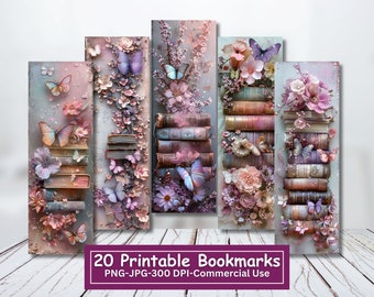 3D Enchanted Garden Printable Bookmark Bundle, Set of 20 PNG/JPG ...