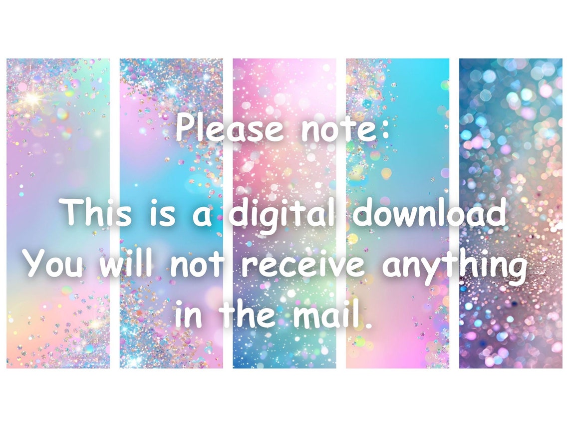 Unicorn Glitter Bookmarks: Pastel Ombre Design (PNG/JPG Digital ...