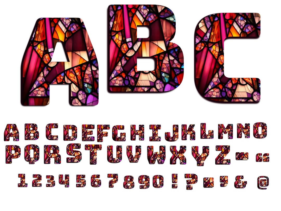 Stained Glass Alphabet PNG Decorative Letters and Numbers - Etsy