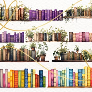 Watercolor Book Border Clipart: Vintage Fantasy PNG Set (digital ...