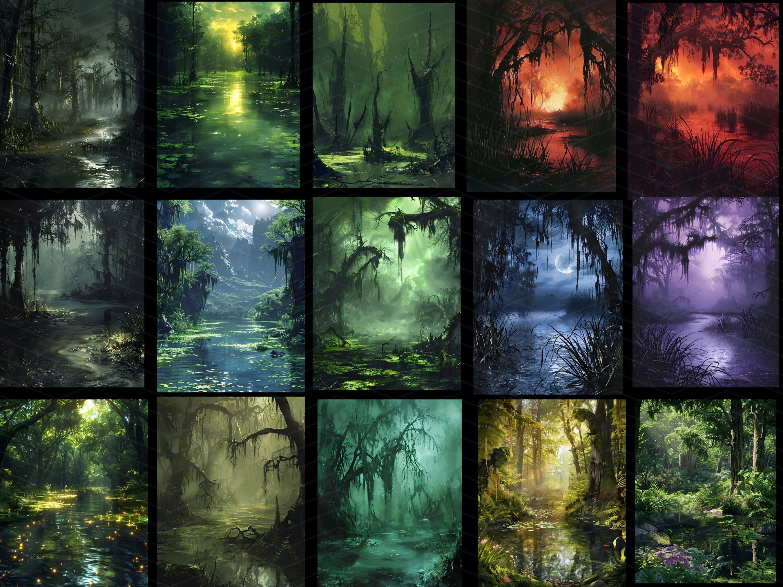 Fantasy Swamp Digital Paper: Gothic Forest Backgrounds (digital ...