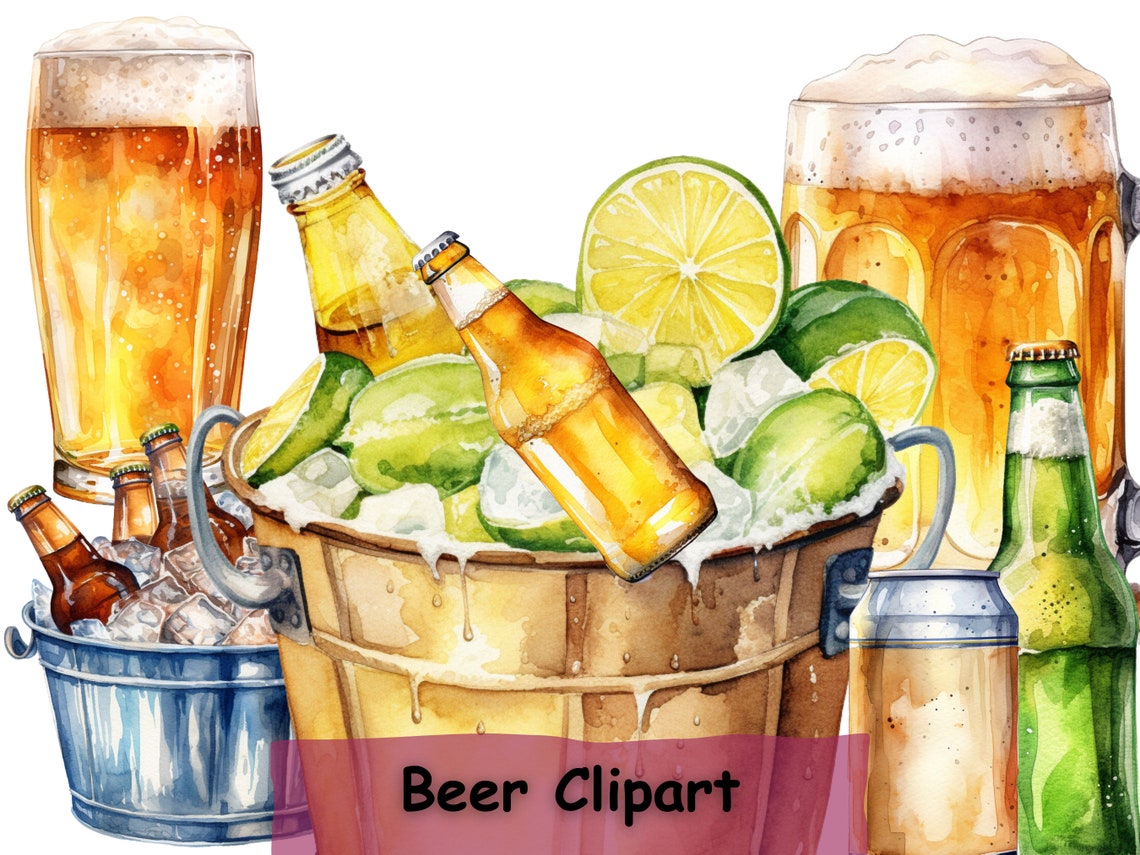 Watercolor Beer Clipart Set, 11 Pngs,beer Bottles Clip Art, Watercolor ...