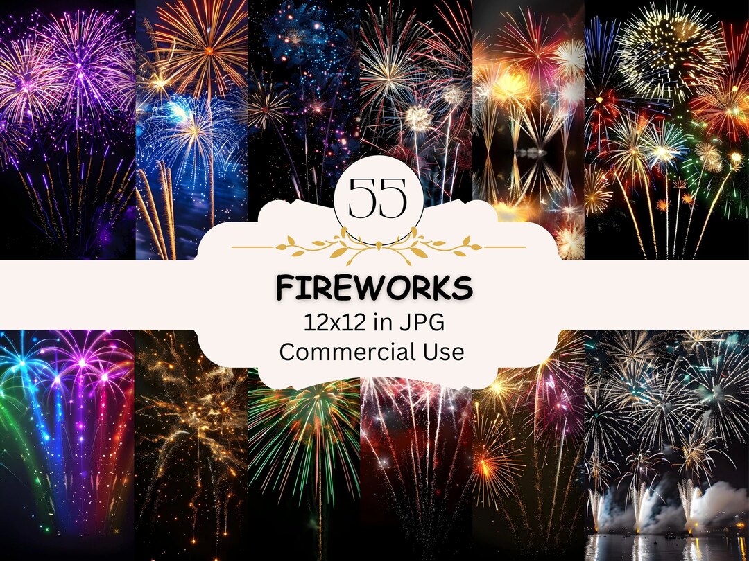 Fireworks Digital Paper Bundle, 55 JPG Set, Colorful Fantasy Sky ...