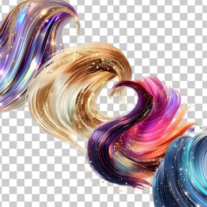 Brush Strokes Clipart, 98 PNG Set, Colorful Fantasy Digitally Painted ...