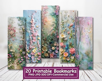 3D Enchanted Garden Printable Bookmark Bundle, Set of 20 PNG/JPG ...
