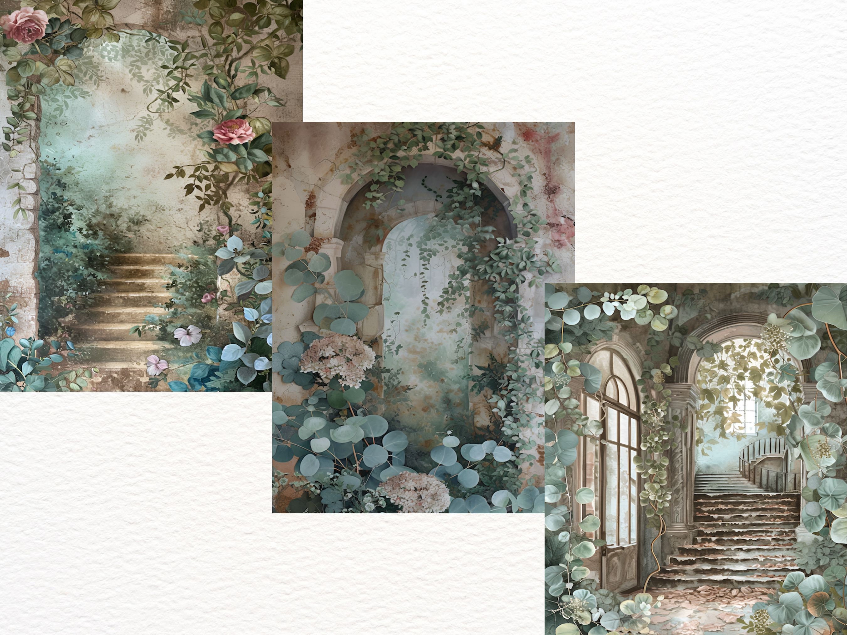 Overgrown Garden Junk Journal Pages: Botanical Castle Ruins (digital ...