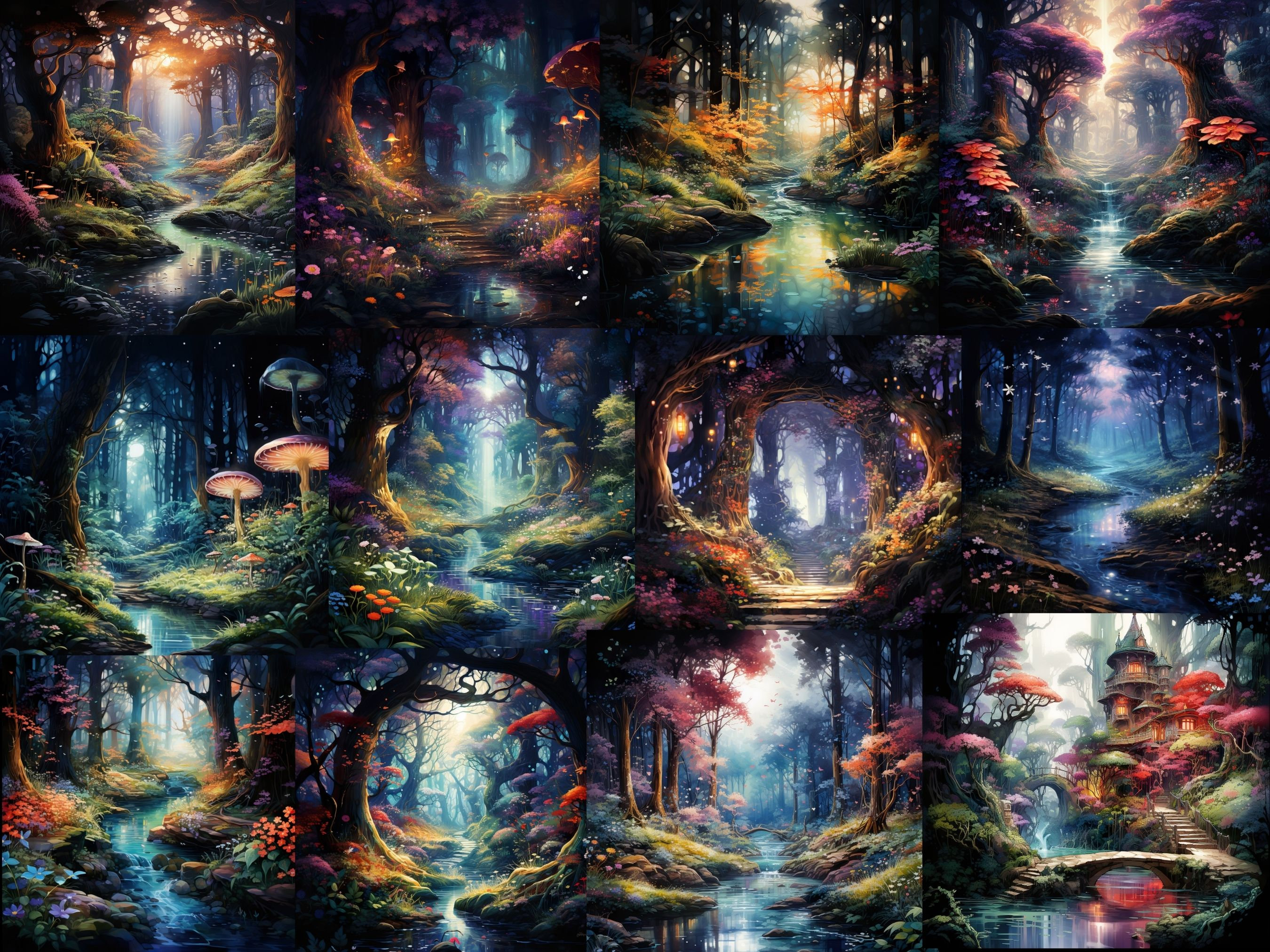 Enchanted Forest Digital Paper, Fantasy Magical Enchanted Mystery ...