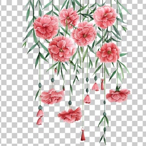 Watercolor Pink Carnations Clipart Bundle, 47 PNG Images, Commercial ...