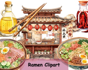Ramen Bowl Watercolor Clipart PNG - Etsy