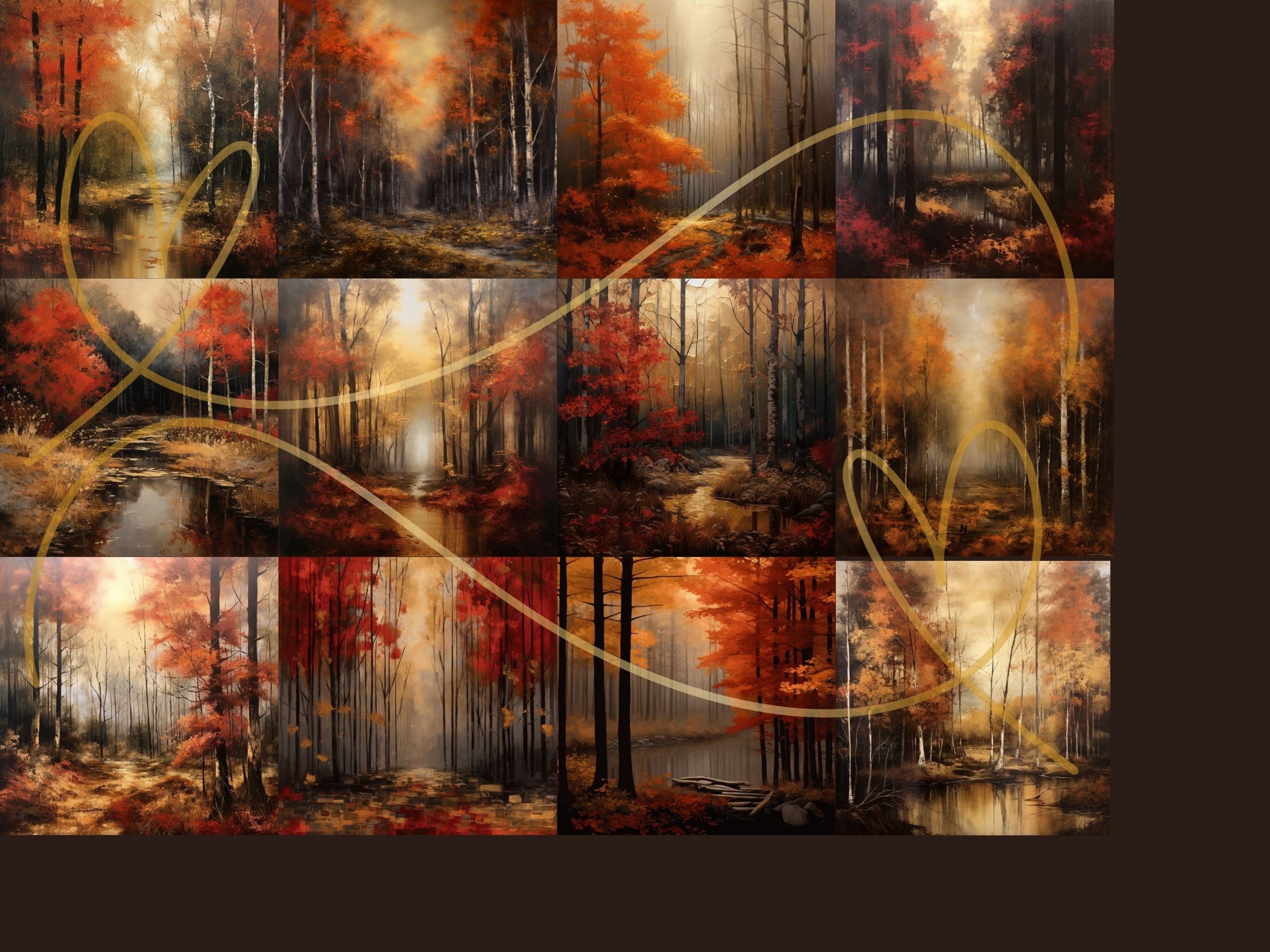 Printable Watercolor Fall Landscape Paper 26 Jpgs Fall - Etsy