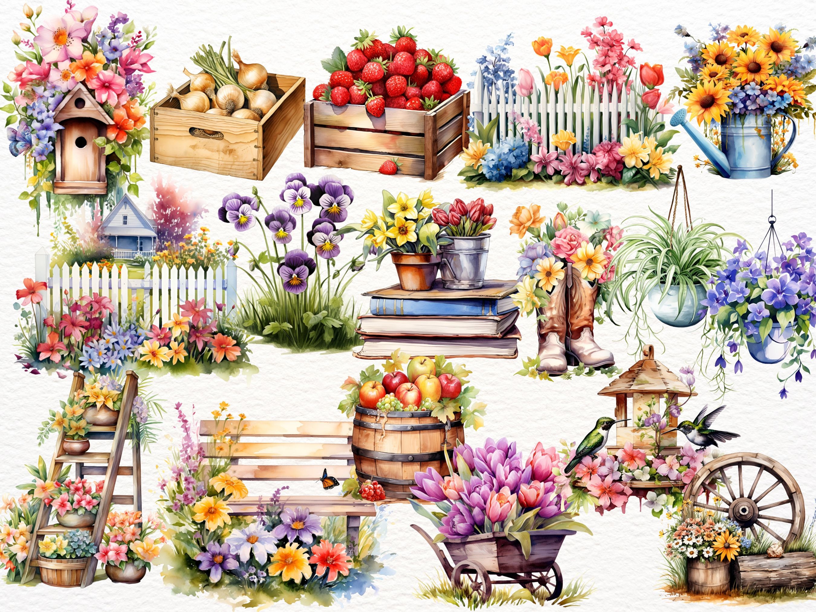 Vibrant Spring Clipart Bundle set 2, 35 PNG Images, Commercial Use ...