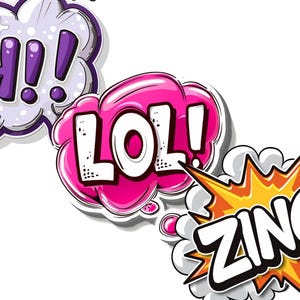 Retro Comic Book Speech Bubble PNG Set: Pop Art Clipart (digital ...