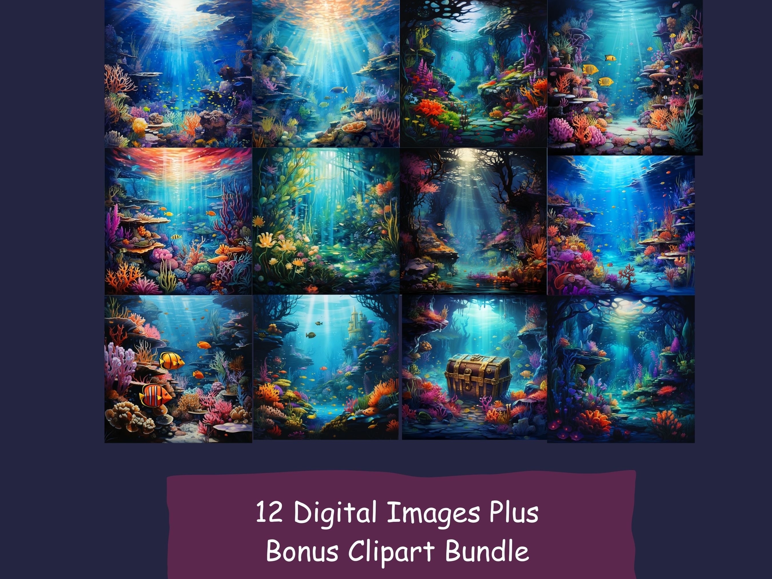 Underwater Digital Paper Pack: Ocean Clipart, Sea Backgrounds (digital ...