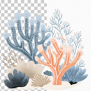 Mermaid Sea Creatures Clipart, Set of 42 Pngs, Under the Sea, Coral ...