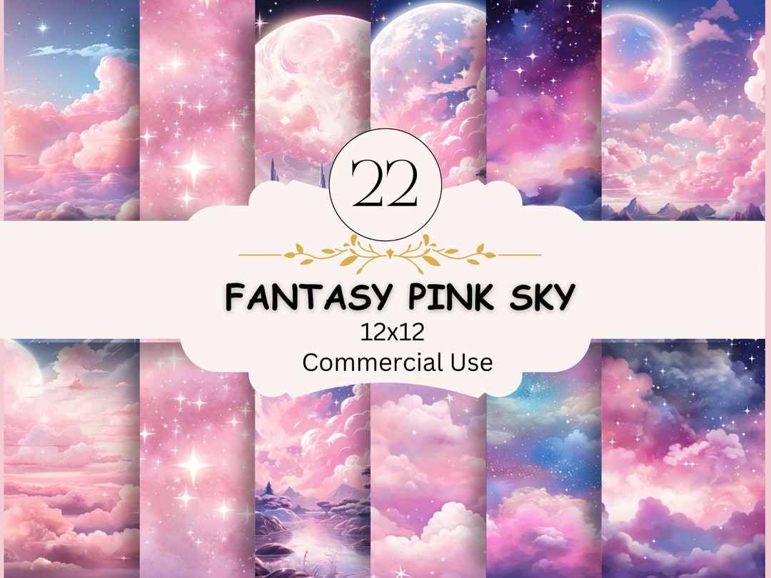 Pink Galaxy Moon Digital Paper Bundle, Fantasy Pink Sky, Celestial ...