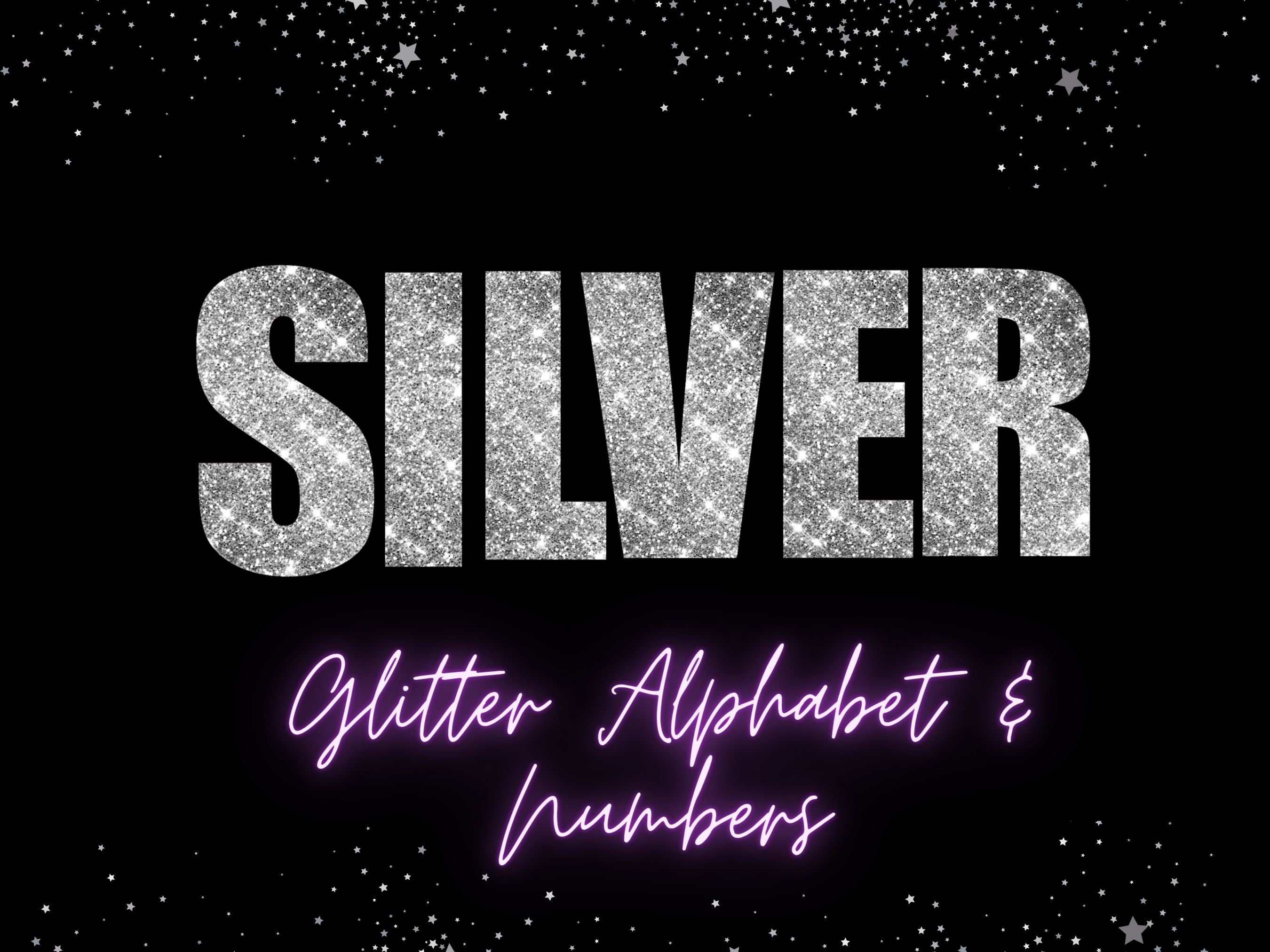 Silver Glitter Alphabet & Numbers Clip Art: Shiny PNG (digital Download ...