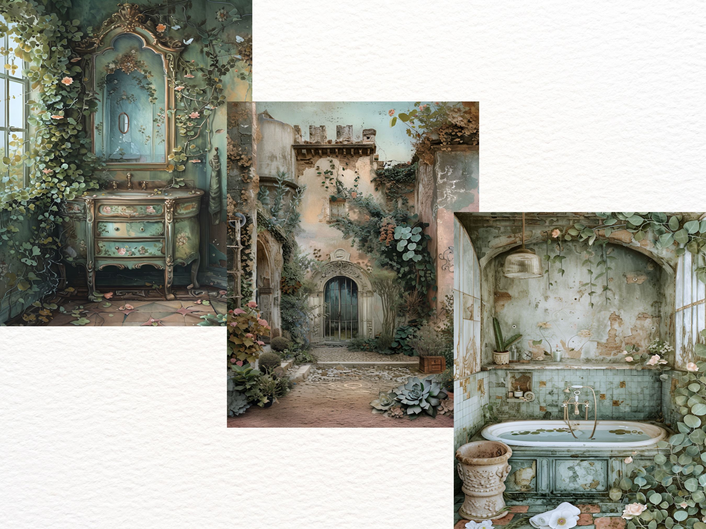 Overgrown Garden Junk Journal Pages: Botanical Castle Ruins (digital ...