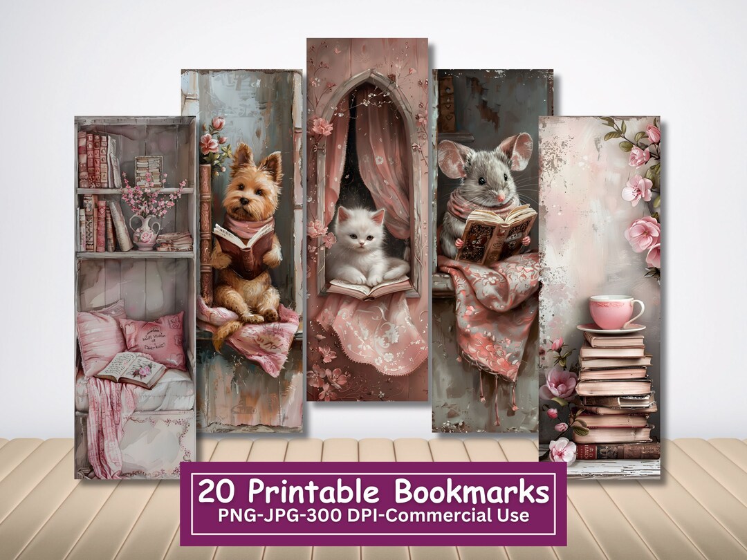 Coquette Reading Printable Bookmarks, Set of 20 Designs, JPG Bookmark ...