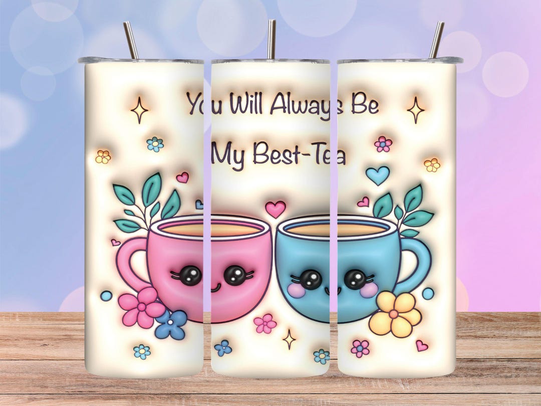 Tea Friends Tumbler Wrap, Kawaii Cups Design (digital Download - Etsy