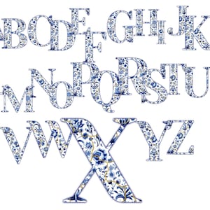 Chinoiserie Delft Tile Alphabet: Kintsugi Letters (digital Download) - Etsy