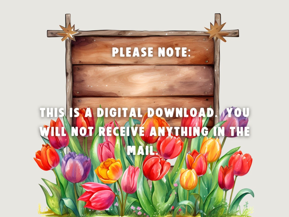 Floral Wooden Signs Clipart: Watercolor Flowers PNG Set (digital ...