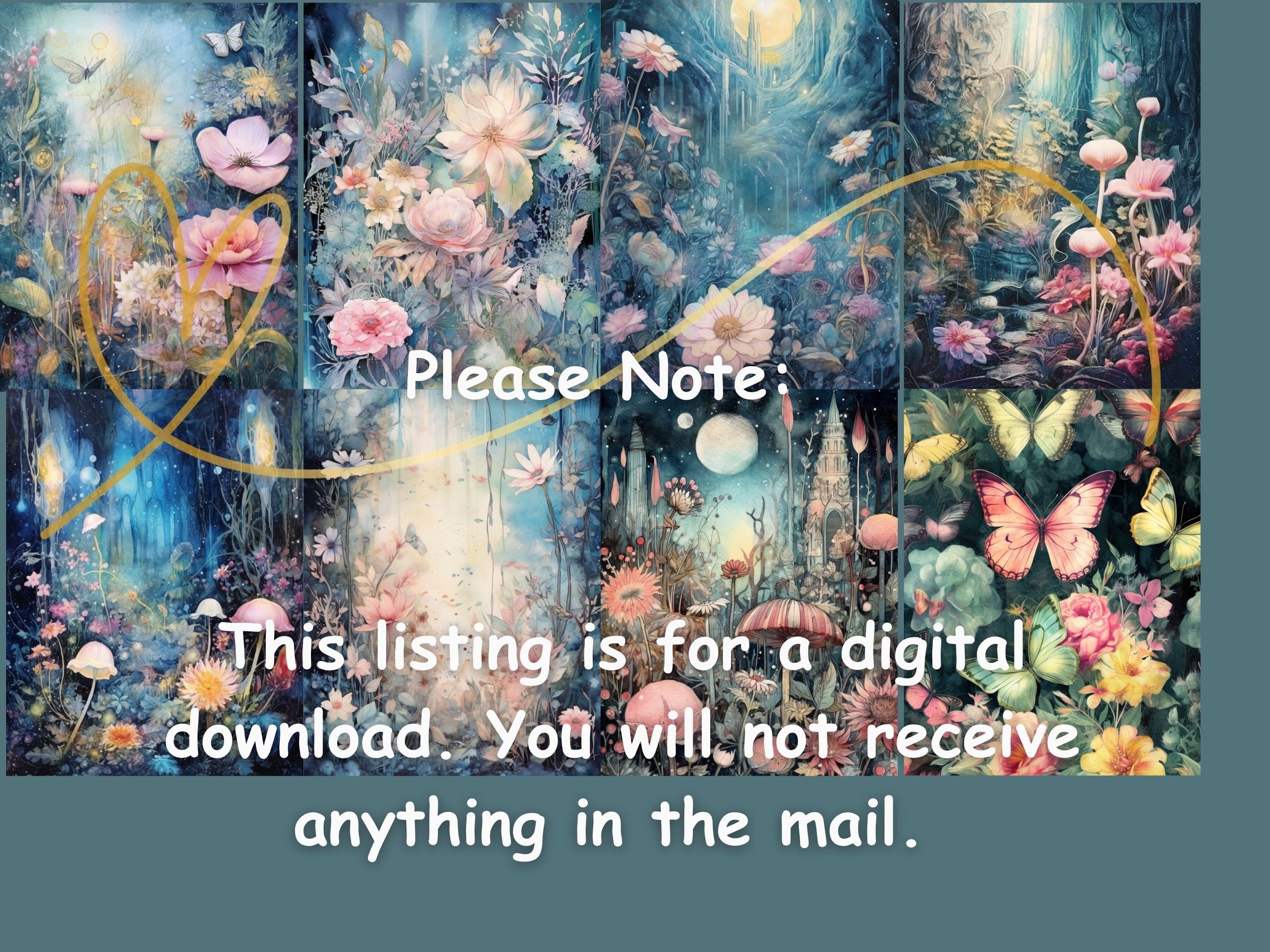 Printable Fantasy Enchanted Forest Flowers Digital Paper - Etsy