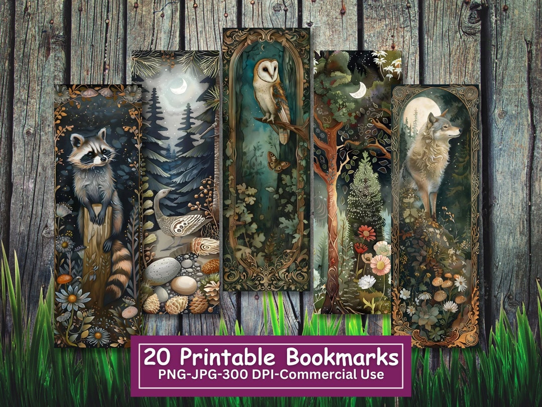 Woodland Animals Printable Bookmarks: Fantasy Forest Designs (PNG/JPG ...