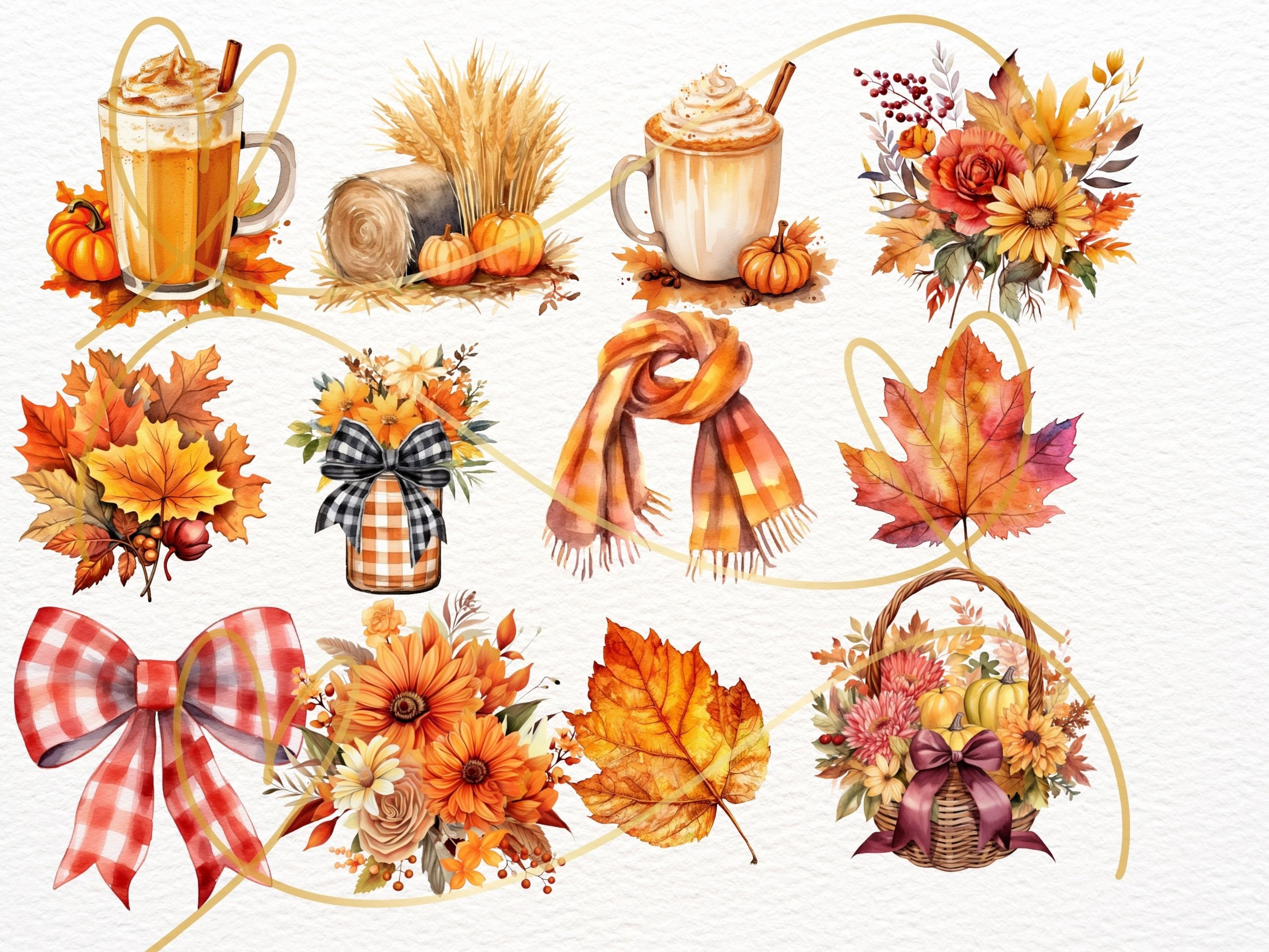 Autumn Variety Clipart Bundle 65 PNG Set Rustic Fall Cozy - Etsy