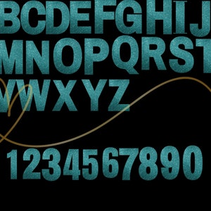Teal Glitter Alphabet & Numbers Clip Art (PNG Digital Download) - Etsy