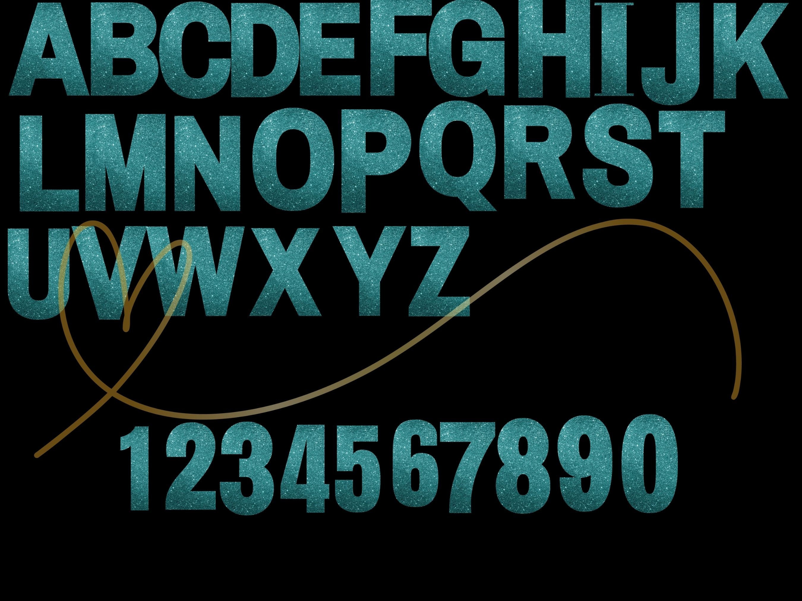 Teal Glitter Alphabet & Numbers Clip Art (PNG Digital Download) - Etsy