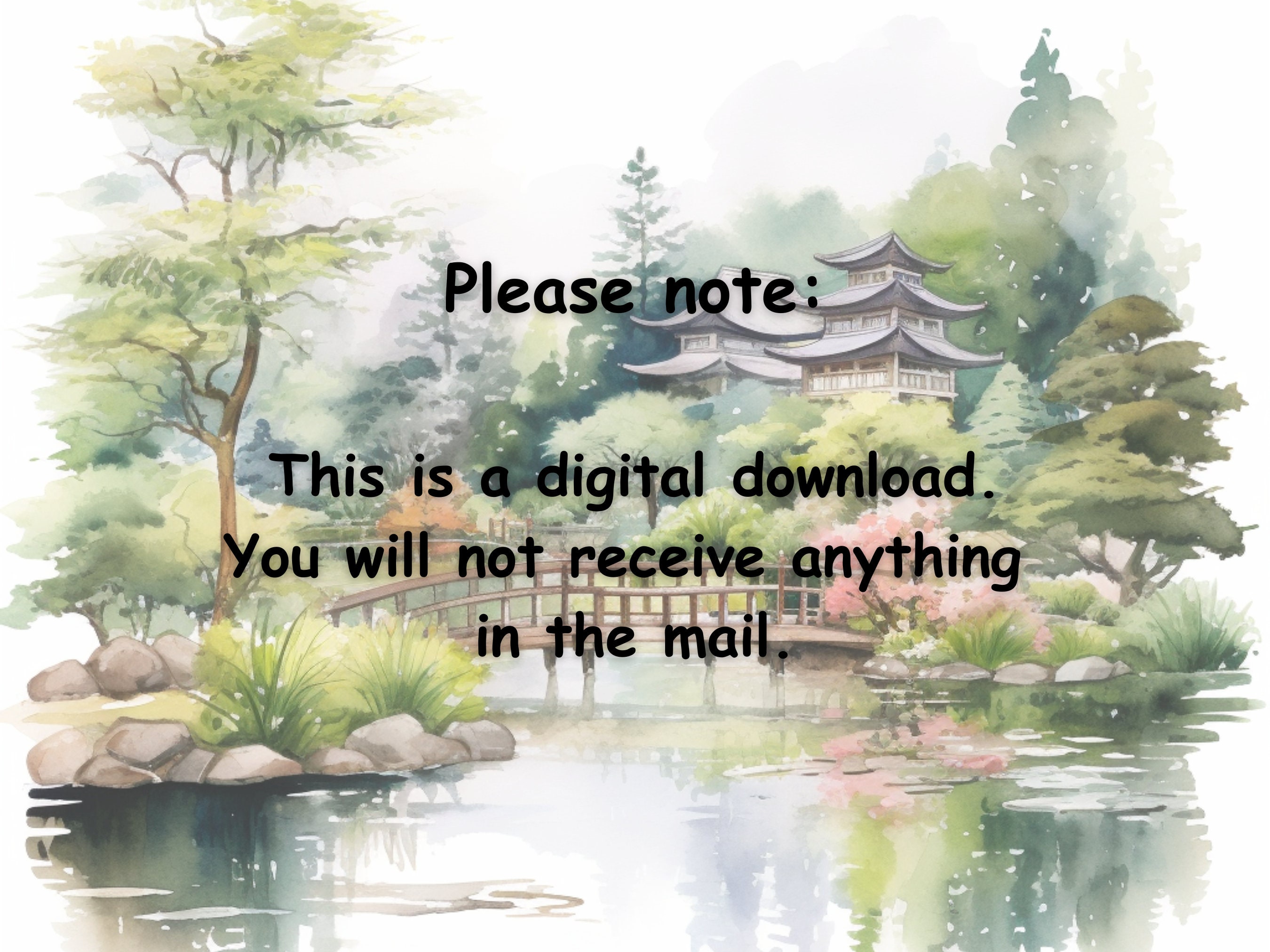 Japanese Garden Clipart, 12 High Quality Pngs, Watercolor Art, Digital ...