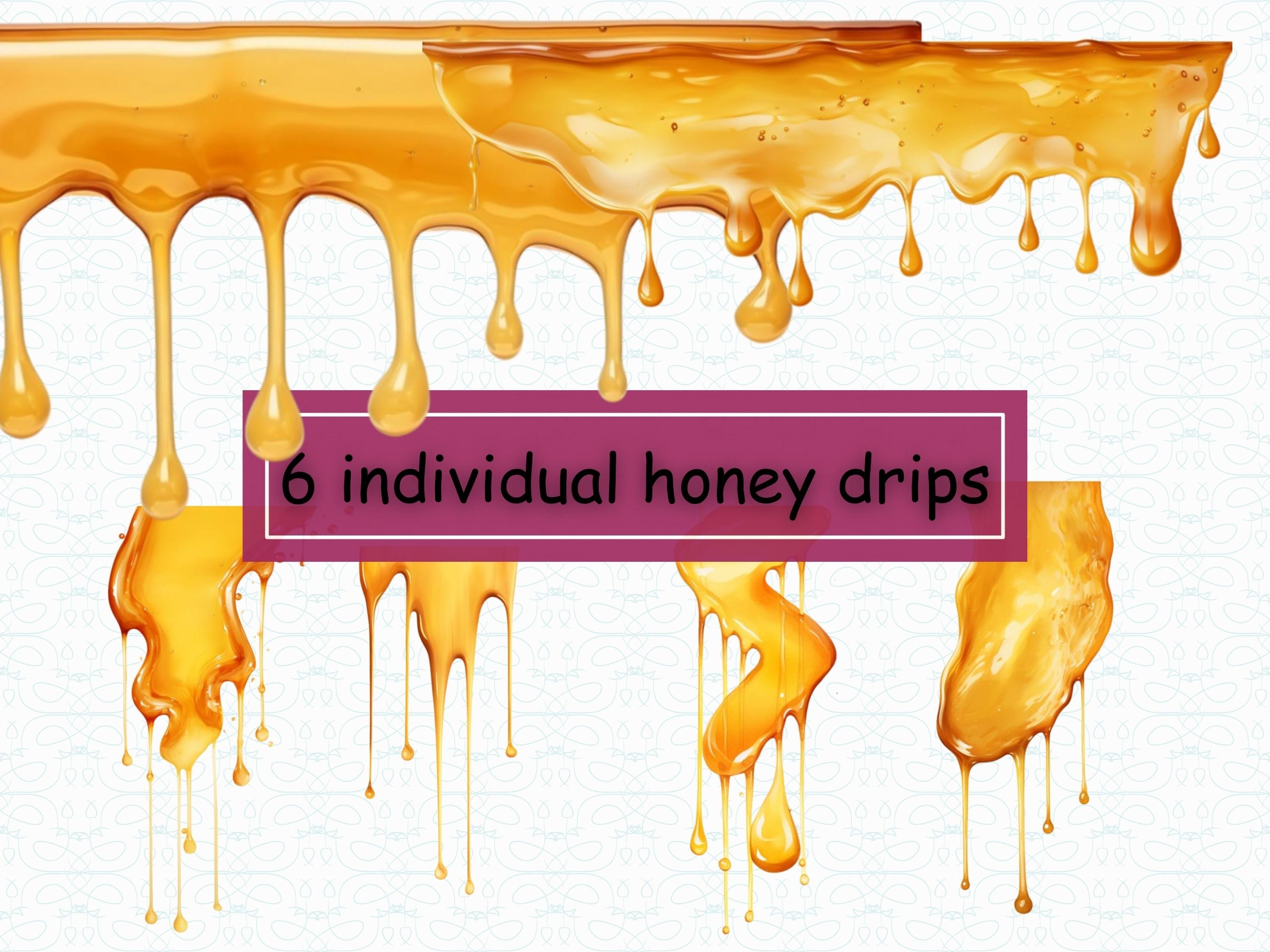Watercolor Honey Bee Clipart Bundle: Honeycomb & Drips (PNG Digital ...