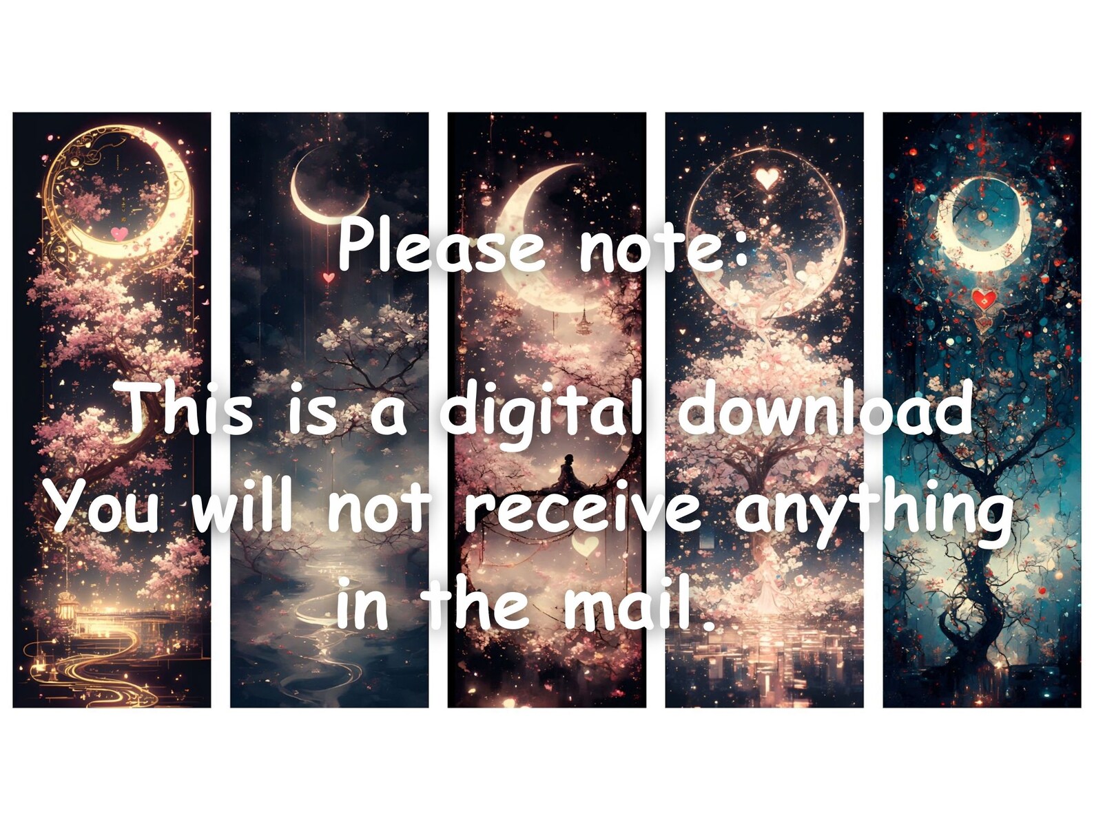 Fantasy Trees With Hearts Printable Bookmarks Bundle, Set of 20 PNG/JPG ...