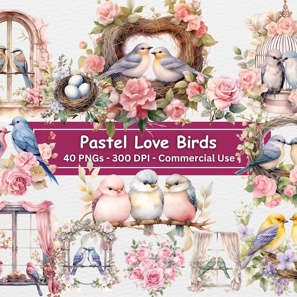 Love Birds Clip Art - Etsy