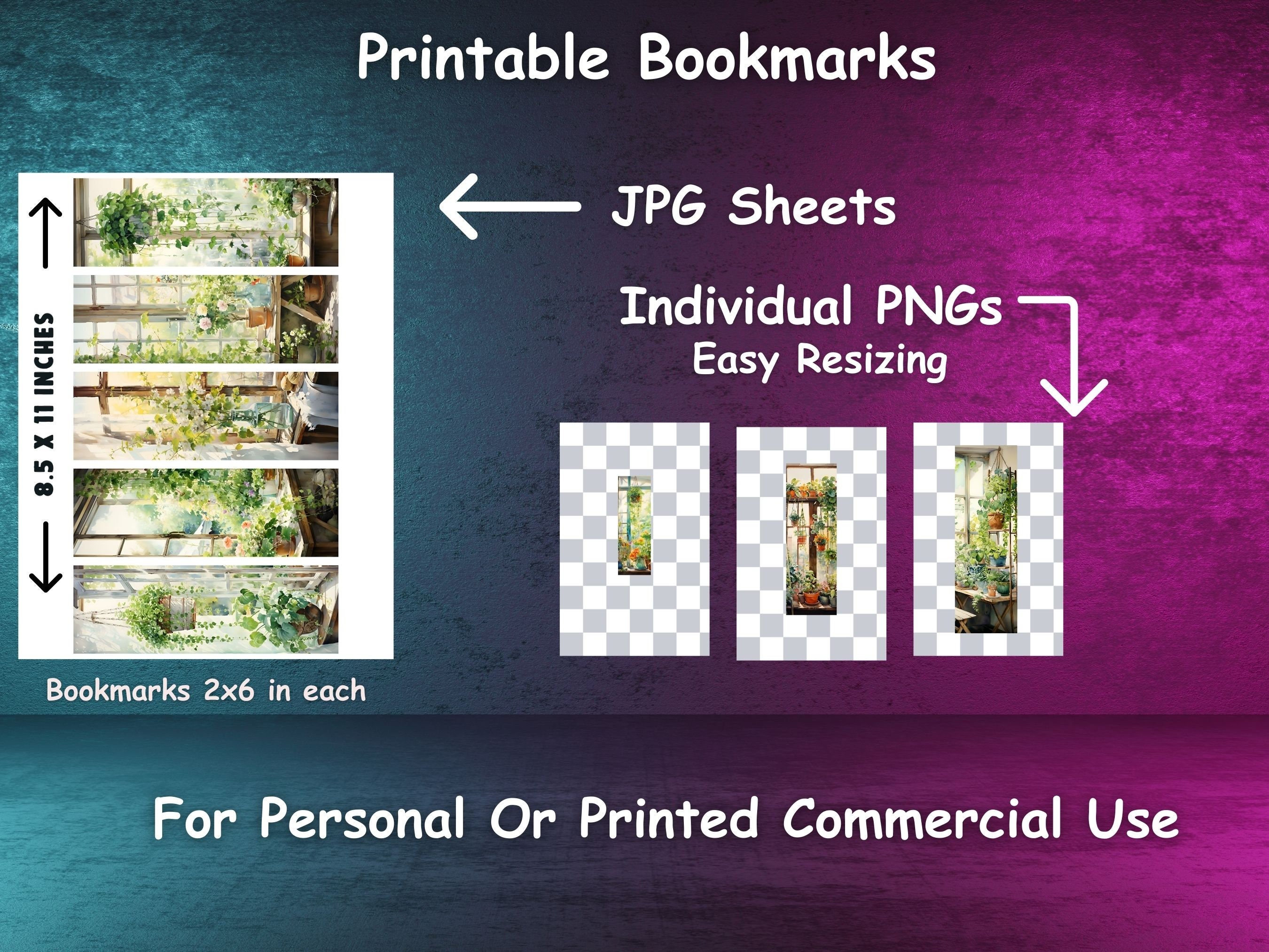 Watercolor Plants Printable Bookmarks Bundle Set of 25 - Etsy