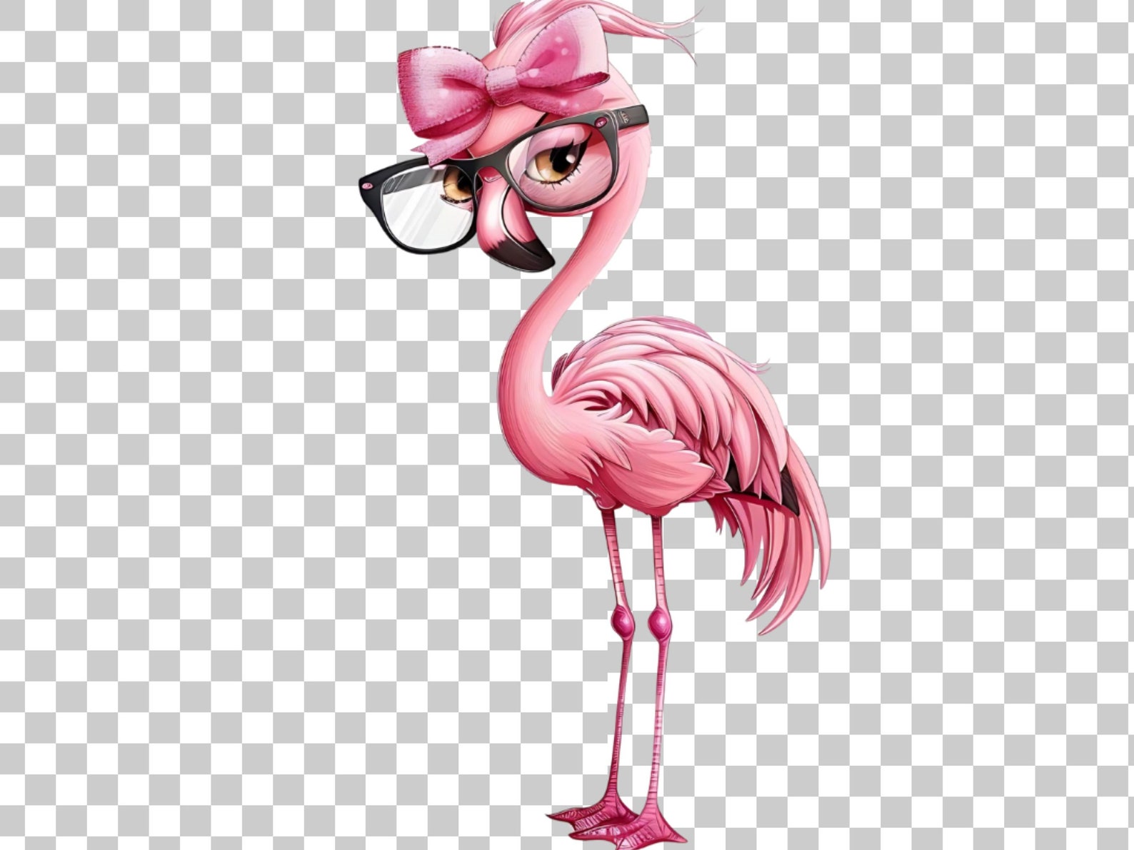 Funny Flamingo PNG Clipart: Biker, Messy Hair Birds (digital Download ...