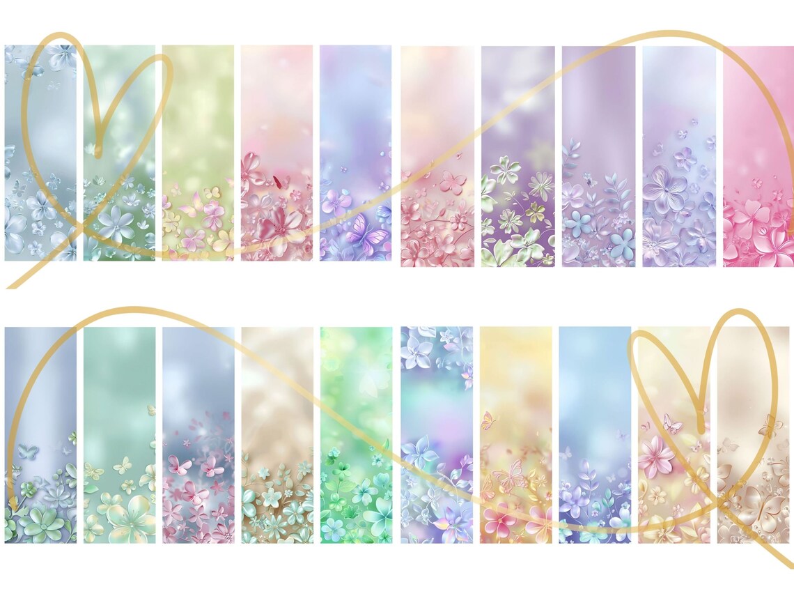 Pastel Floral Printable Bookmarks: Spring Flower PNG JPG Set (digital ...