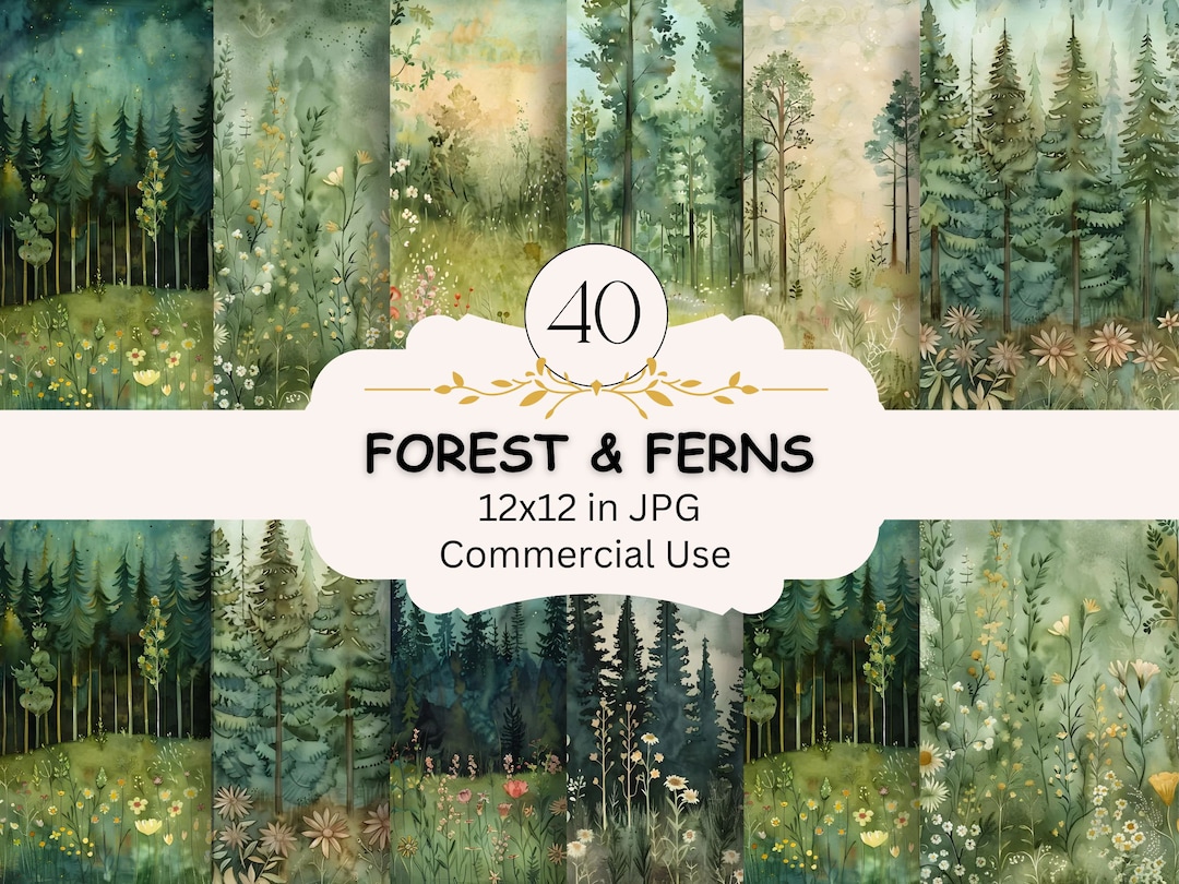 Watercolor Forest Digital Paper: Botanical Backgrounds (digital ...