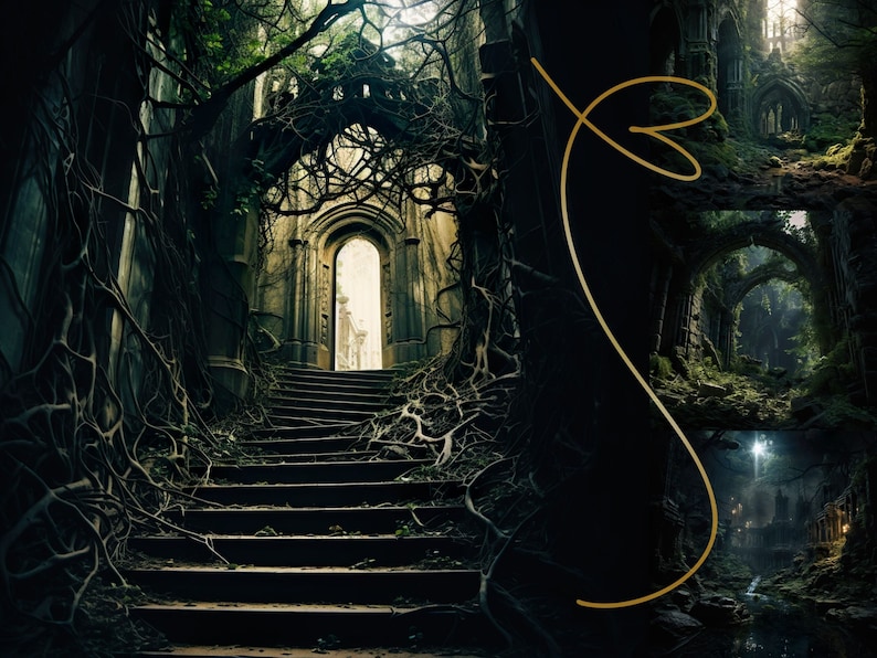 Printable Gothic Forest Ruins Digital Paper Fantasy Forest - Etsy