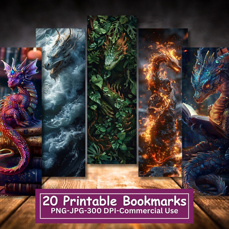 Dragon Printable Bookmark - Etsy