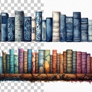 Watercolor Book Border Clipart: Vintage Fantasy PNG Set (digital ...