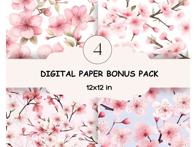 Watercolor Cherry Blossom Clipart Bundle 18pc Pngs Plus Free - Etsy