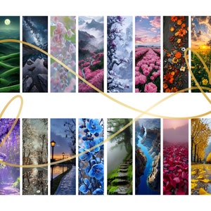 Beautiful Nature Scenery Printable Bookmarks Bundle, Set of 20 Pngs ...
