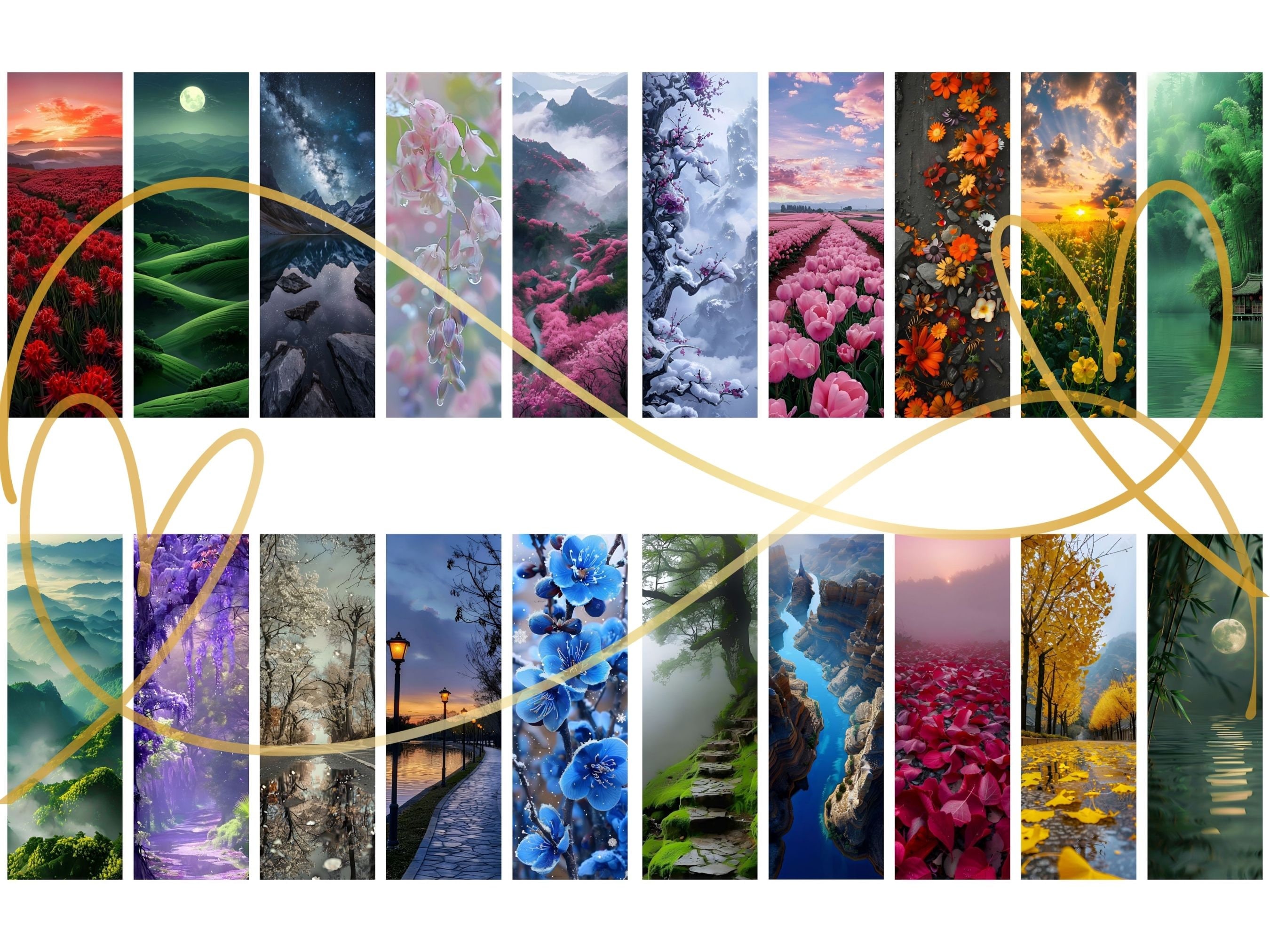 Beautiful Nature Scenery Printable Bookmarks Bundle, Set of 20 Pngs ...