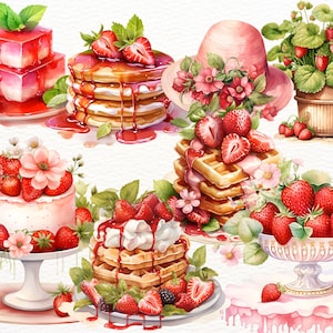 Watercolor Strawberry Clipart Bundle: Rustic Fruit Designs (PNG Set of ...